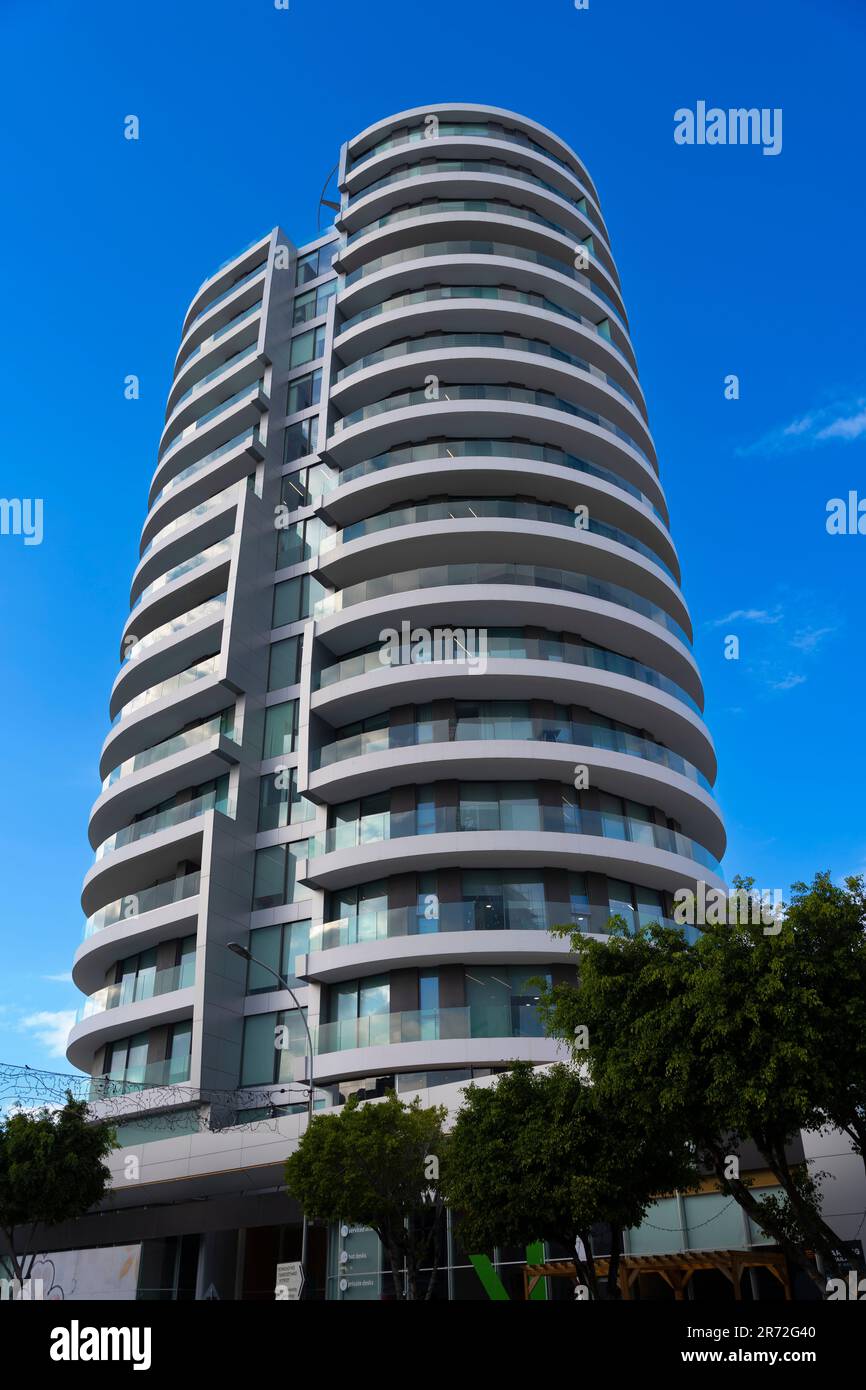An areal sh0t of an iconic modern building called H45 in Limassol Stock ...