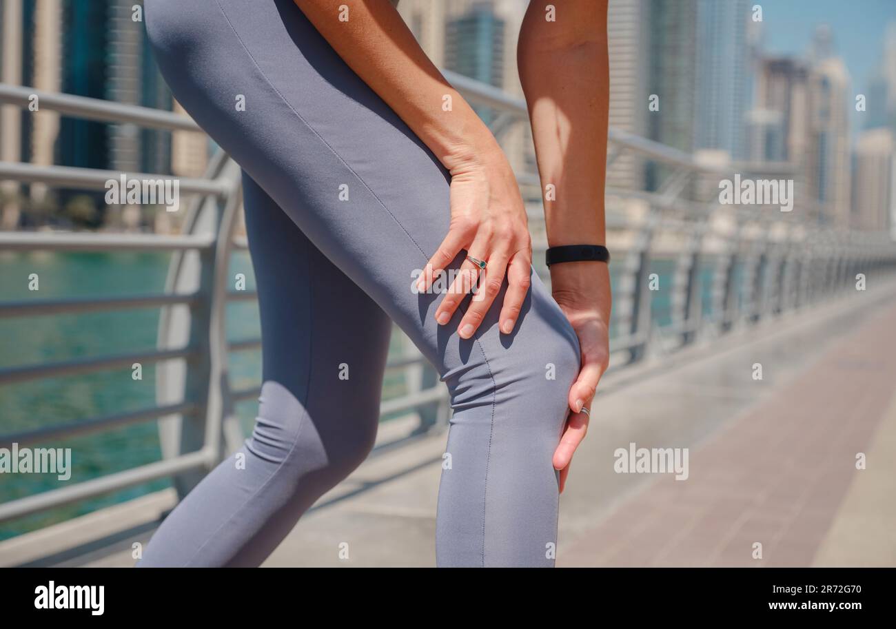 City Running - asian woman runner , Dubai marina urban scene in ...