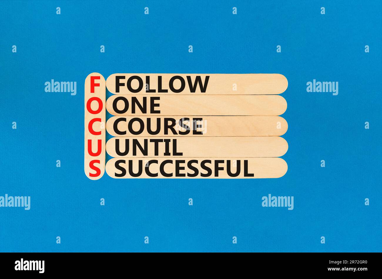 FOCUS follow one course until successful symbol. Concept words FOCUS ...