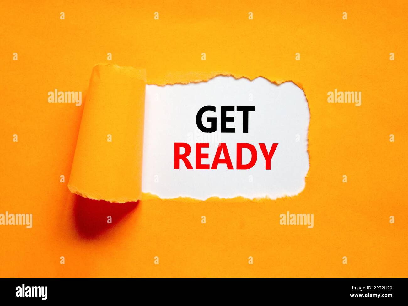 Get ready symbol. Concept words Get ready on beautiful white paper on a ...
