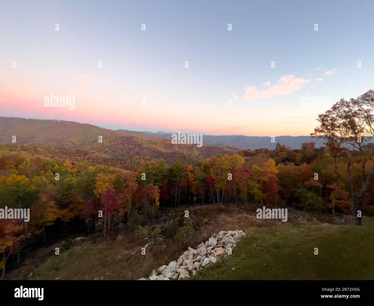 A view of the Blue Ridge Parkway in Boone, NC during the autumn fall ...