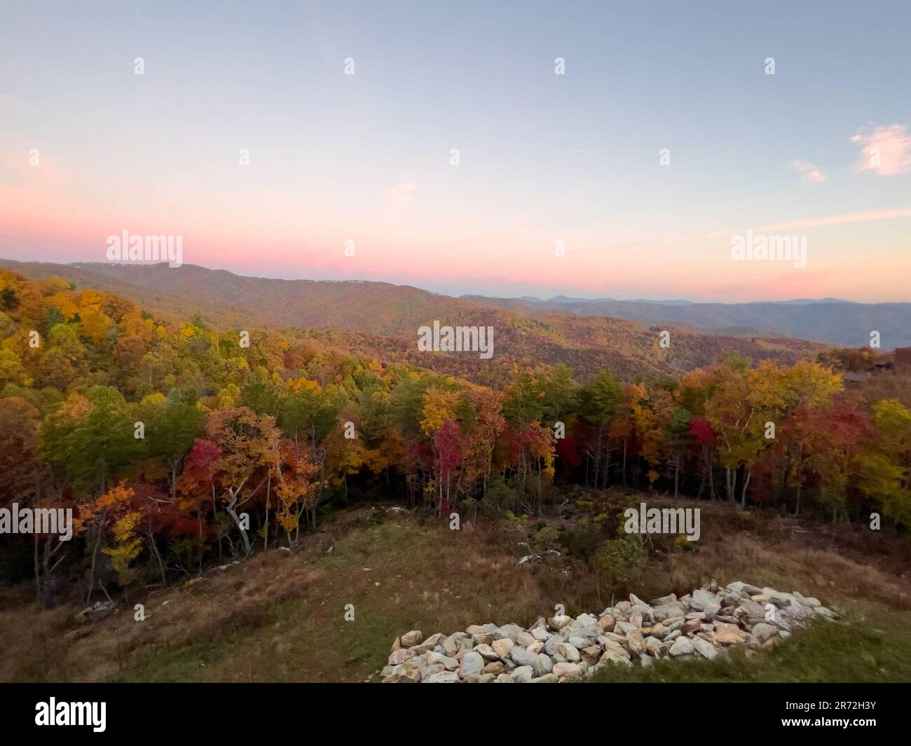 A view of the Blue Ridge Parkway in Boone, NC during the autumn fall ...