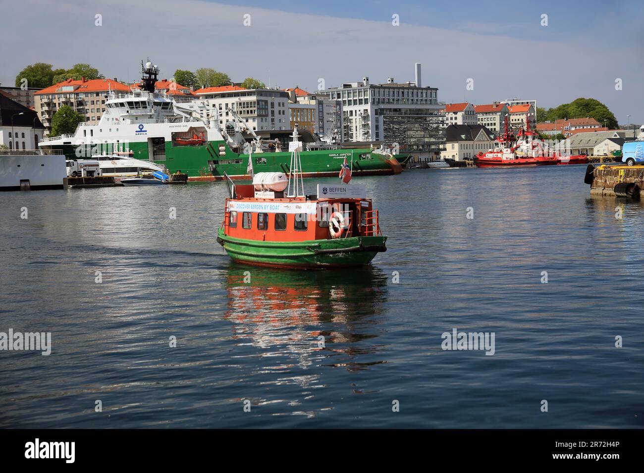 Mini ferry crossing the bay, Bergen, Norway Stock Photo - Alamy