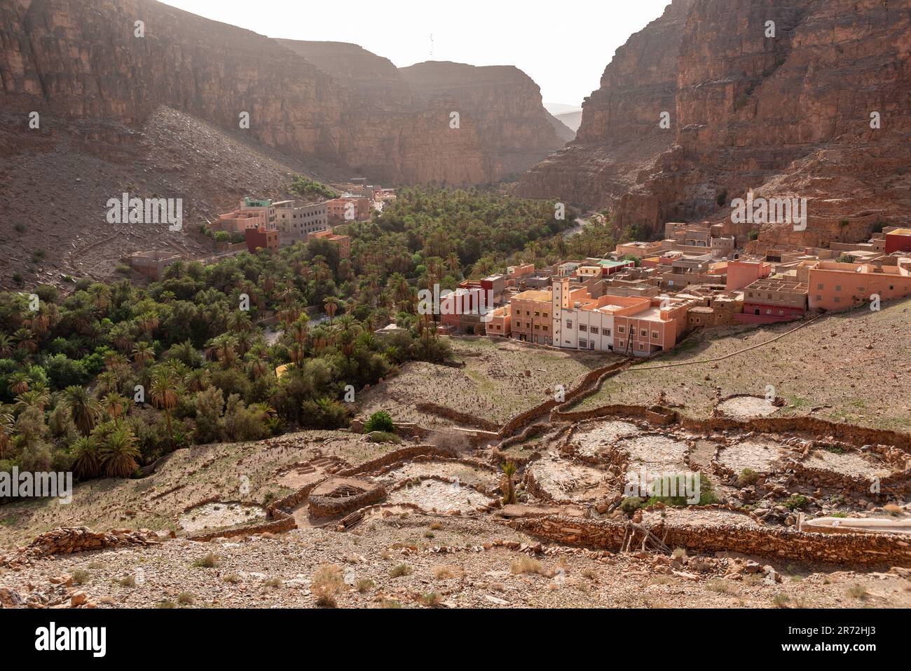 Panoramic view of famous Amtoudi gorge in the Anti-Atlas mountains ...