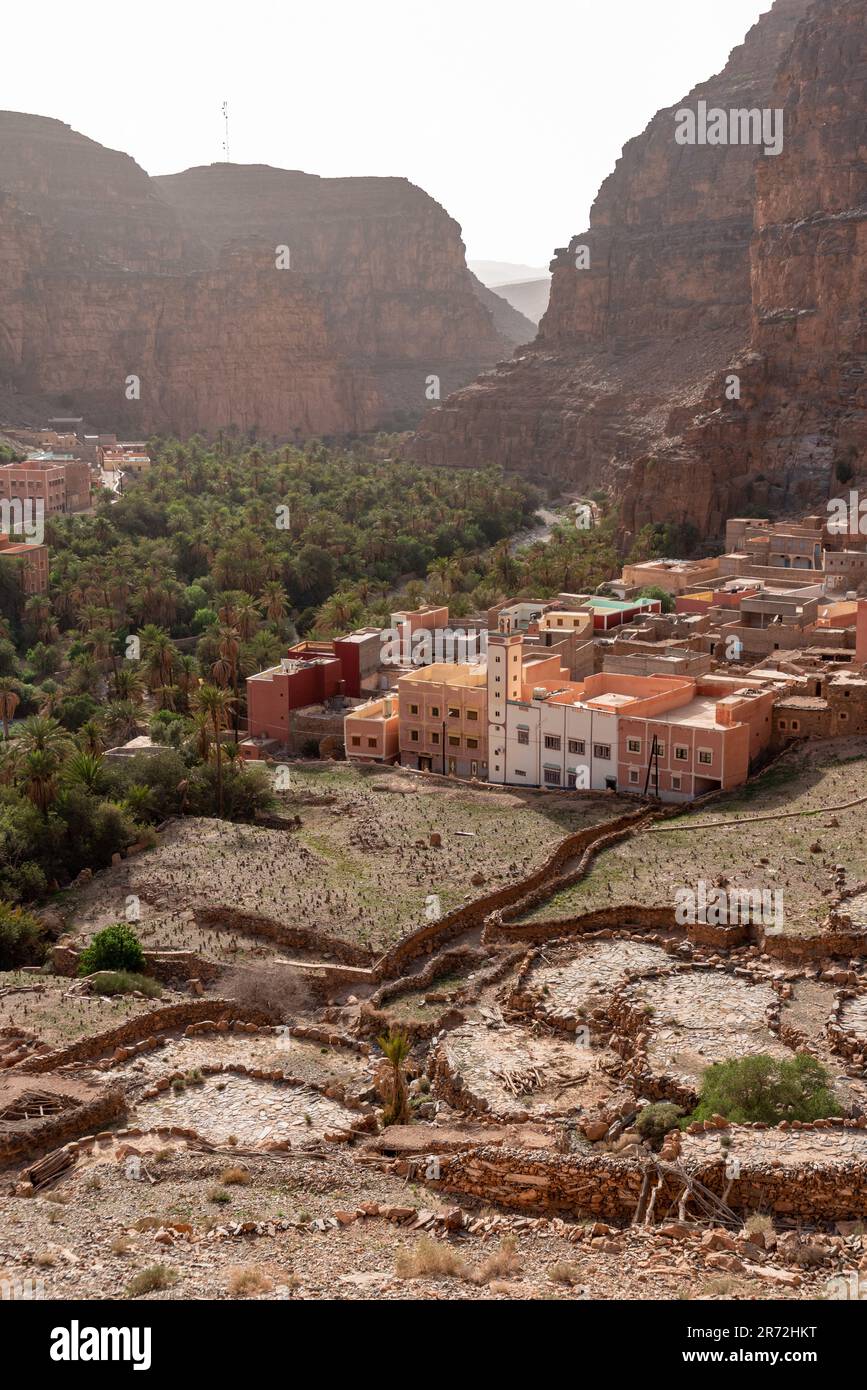 Panoramic view of famous Amtoudi gorge in the Anti-Atlas mountains ...