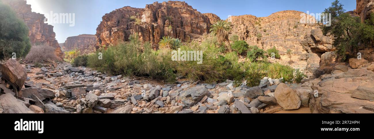 Hiking through the iconic Amtoudi canyon in the Anti-Atlas, Morocco ...