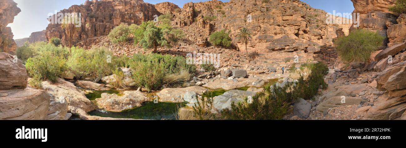 Hiking through the iconic Amtoudi canyon in the Anti-Atlas, Morocco ...