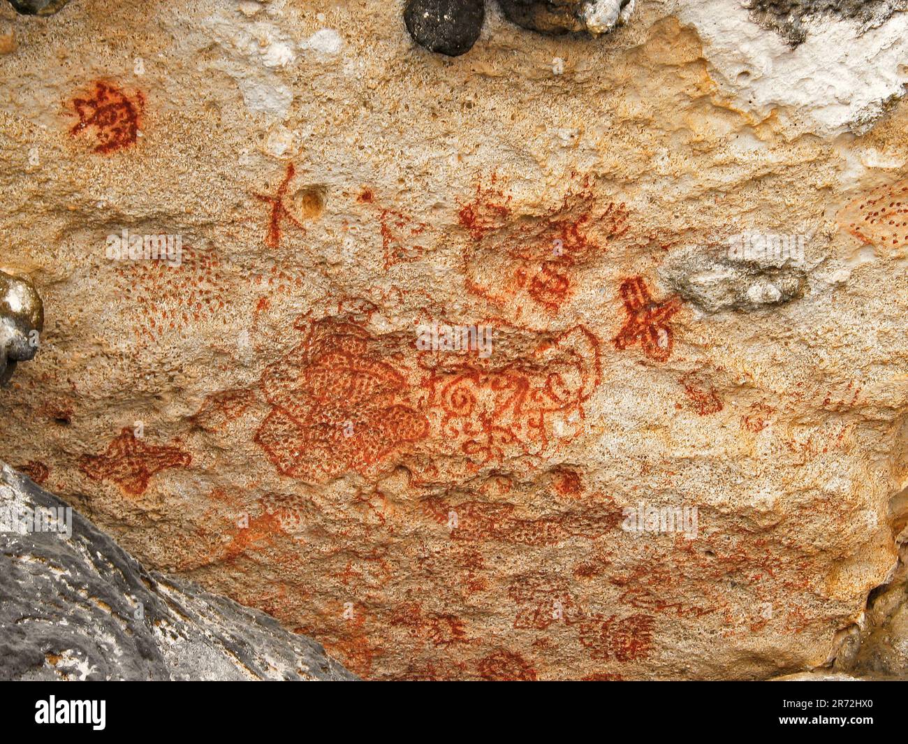 Arawak ancient human cave paintings in the Caribbean Stock Photo - Alamy