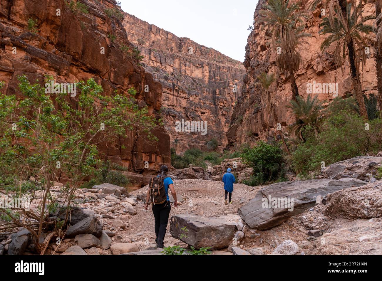 Hiking through the iconic Amtoudi canyon in the Anti-Atlas, Morocco ...
