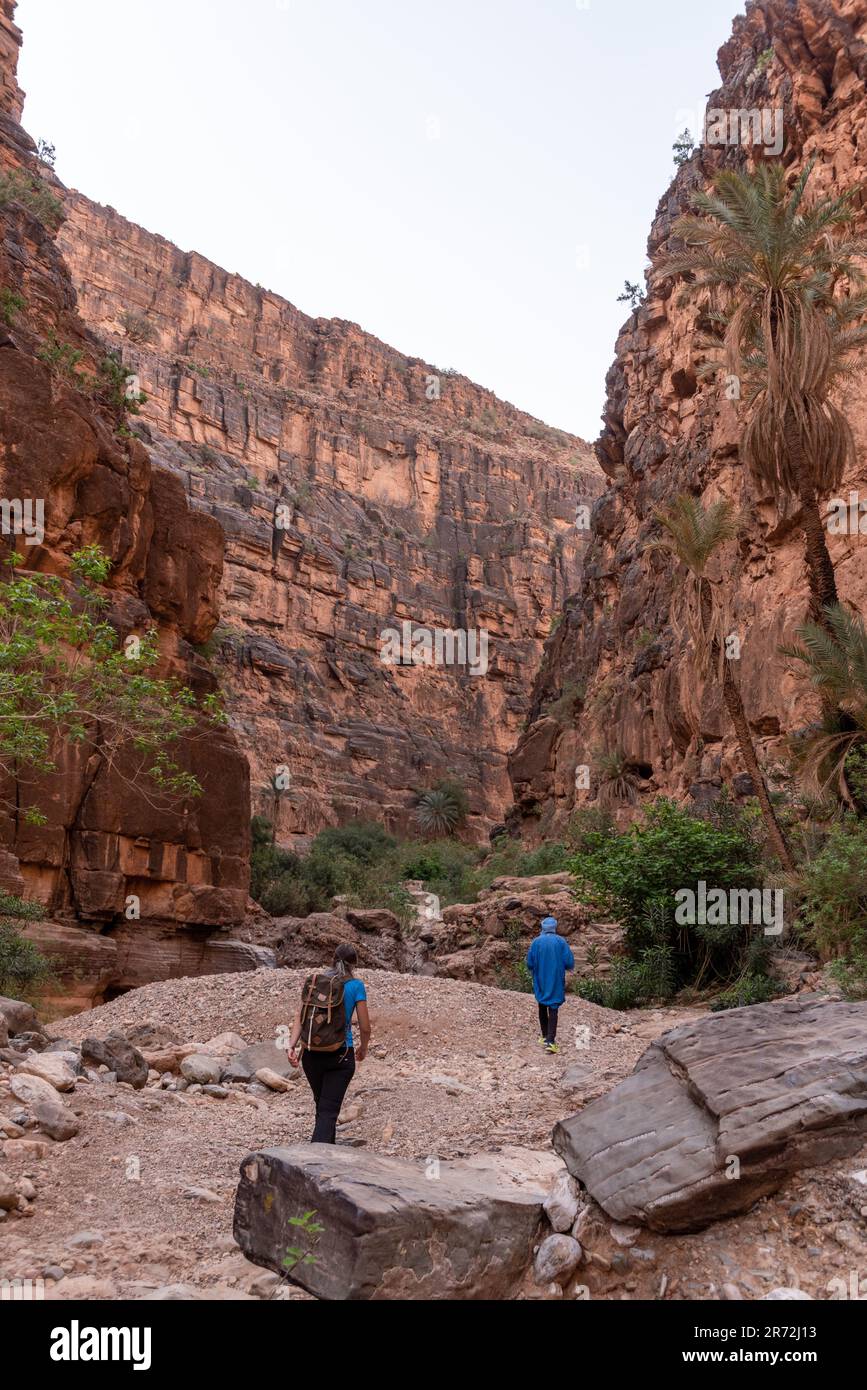 Hiking through the iconic Amtoudi canyon in the Anti-Atlas, Morocco ...