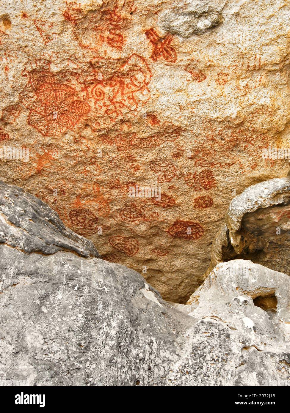 Arawak ancient human cave paintings in the Caribbean Stock Photo - Alamy