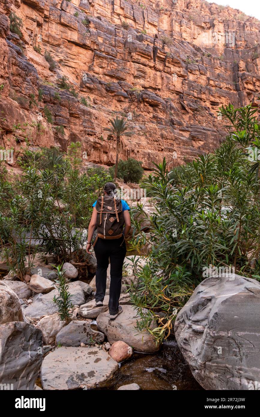 Hiking through the iconic Amtoudi canyon in the Anti-Atlas, Morocco ...
