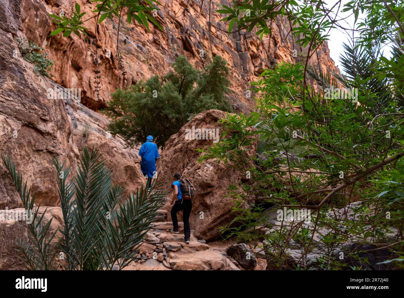 Hiking through the iconic Amtoudi canyon in the Anti-Atlas, Morocco ...