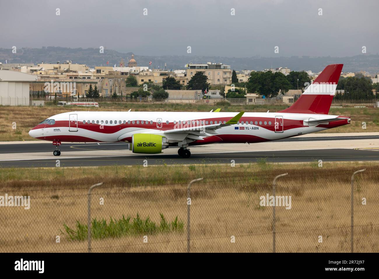 Air Baltic Airbus A220-300 (REG: YL-ABN) painted in the Latvian Flag ...