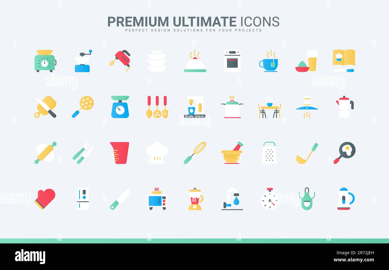 Symbols of restaurant or home equipment and tools for cooking, coffee ...