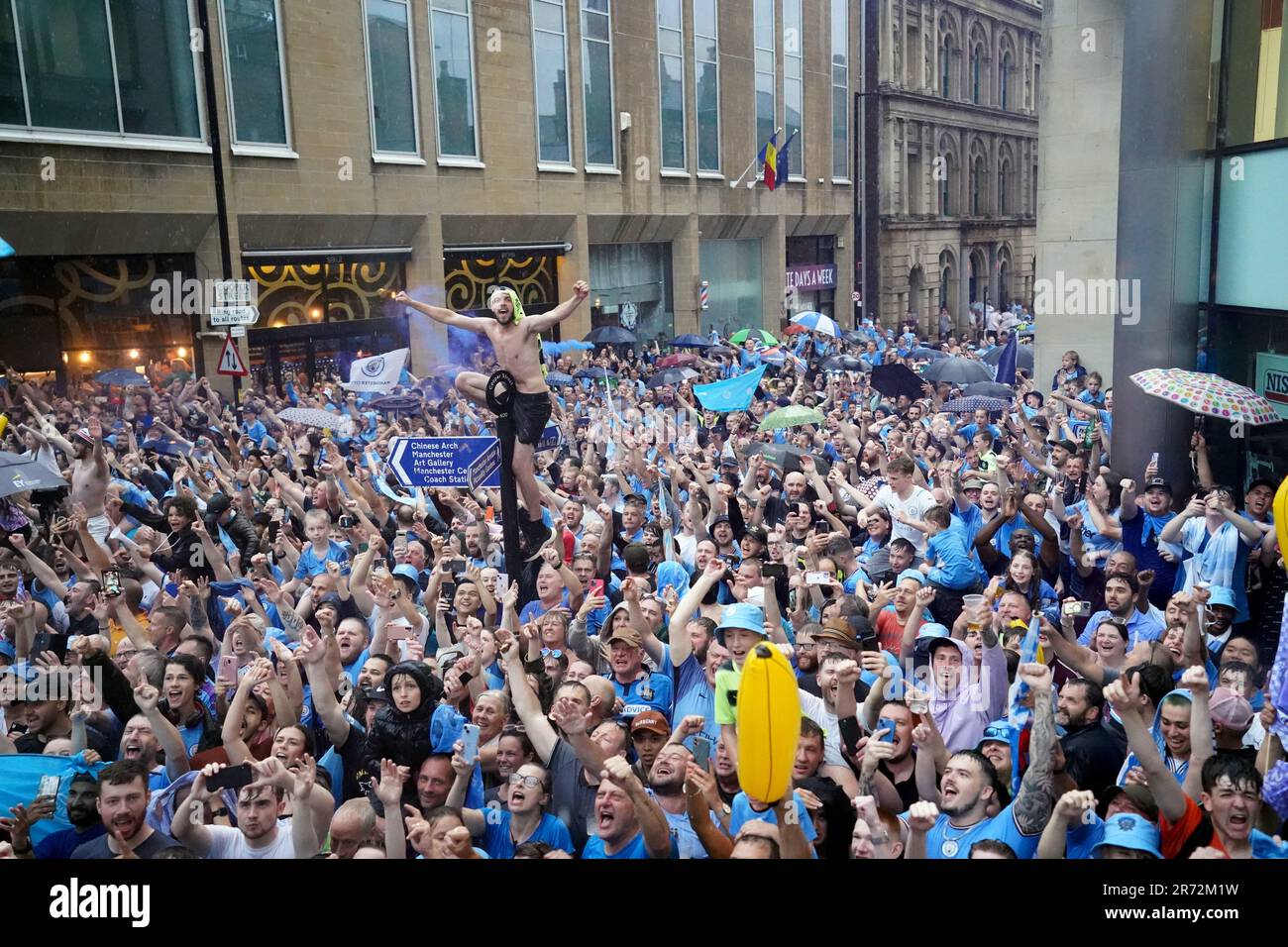 Manchester City fans during the Treble Parade in Manchester. Manchester ...