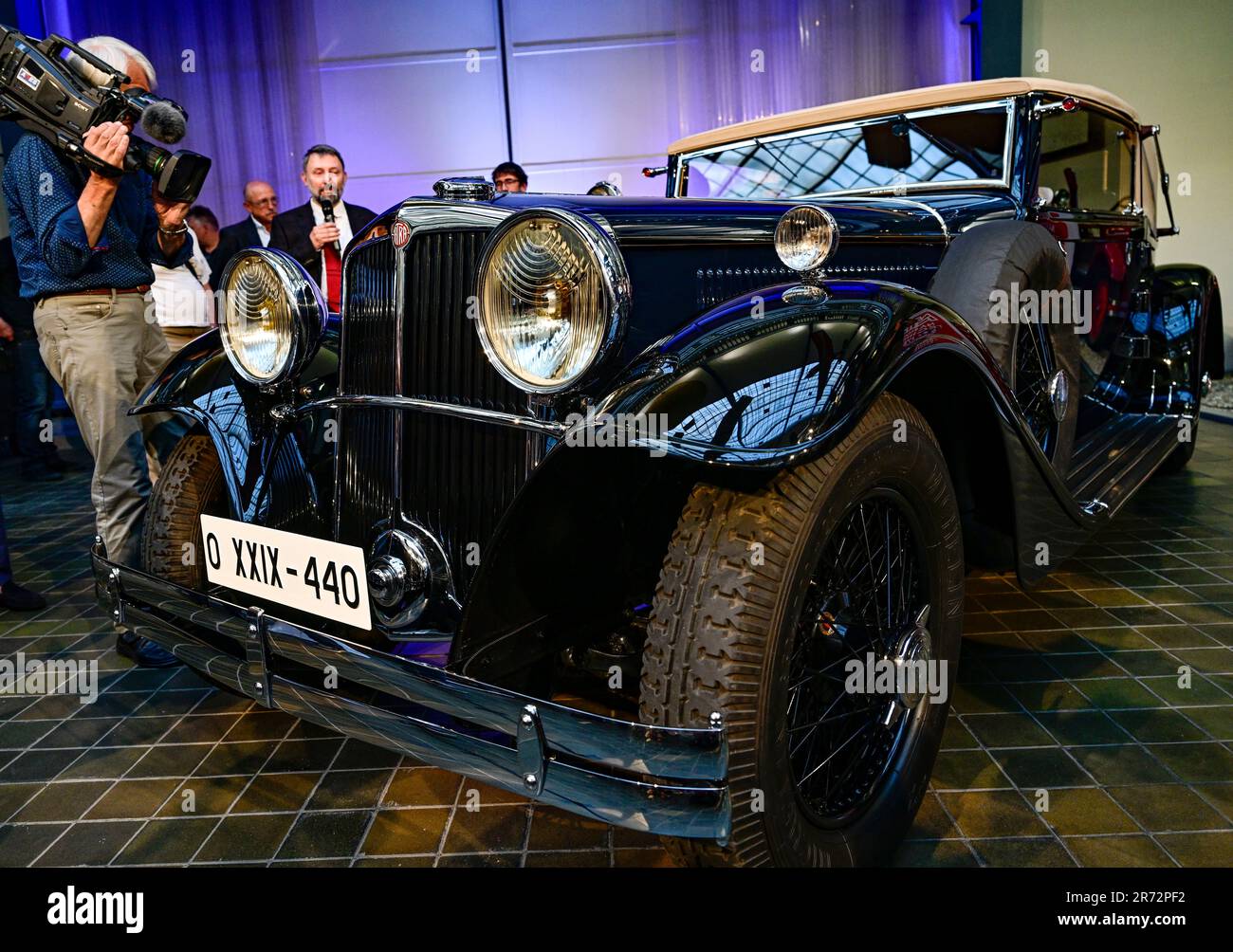 A Tatra 80 luxury car from the 1930s, which has been reconstructed for ...