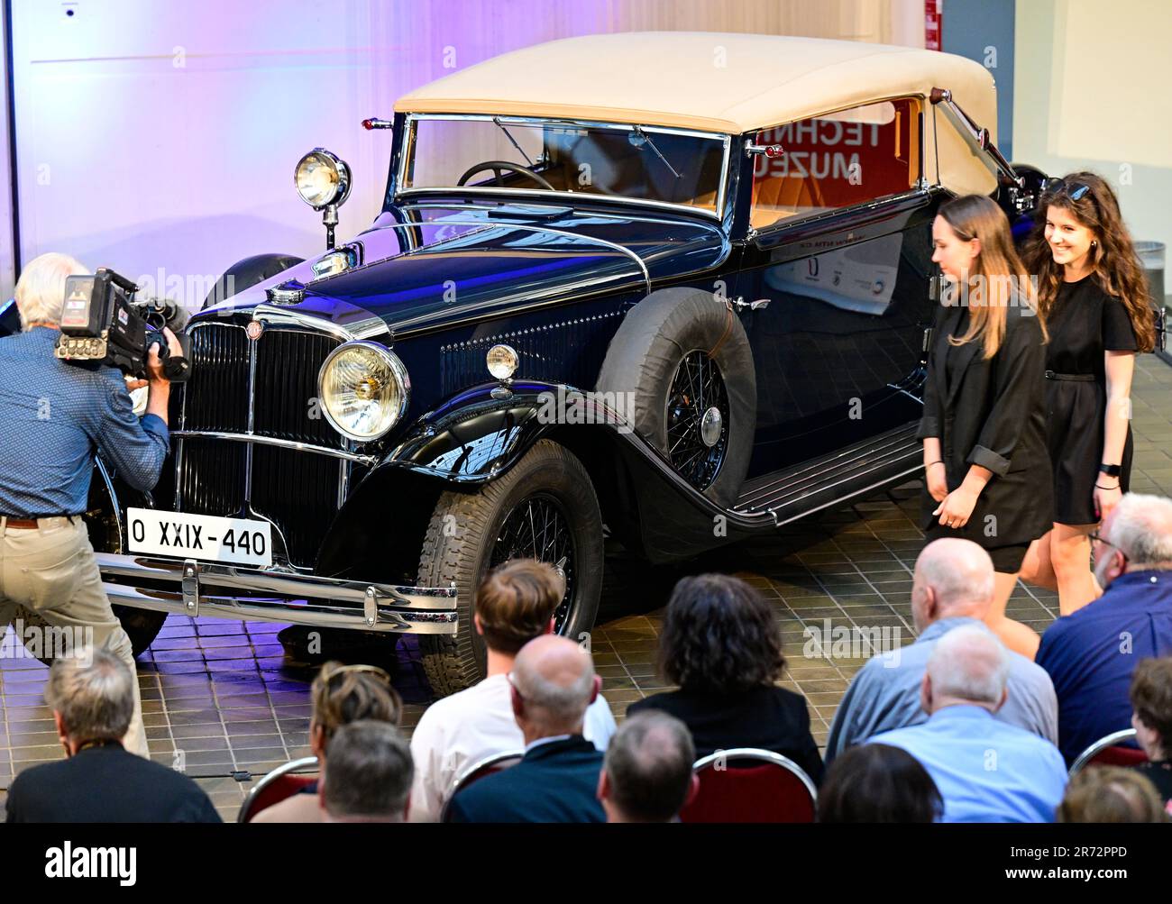 A Tatra 80 luxury car from the 1930s, which has been reconstructed for ...