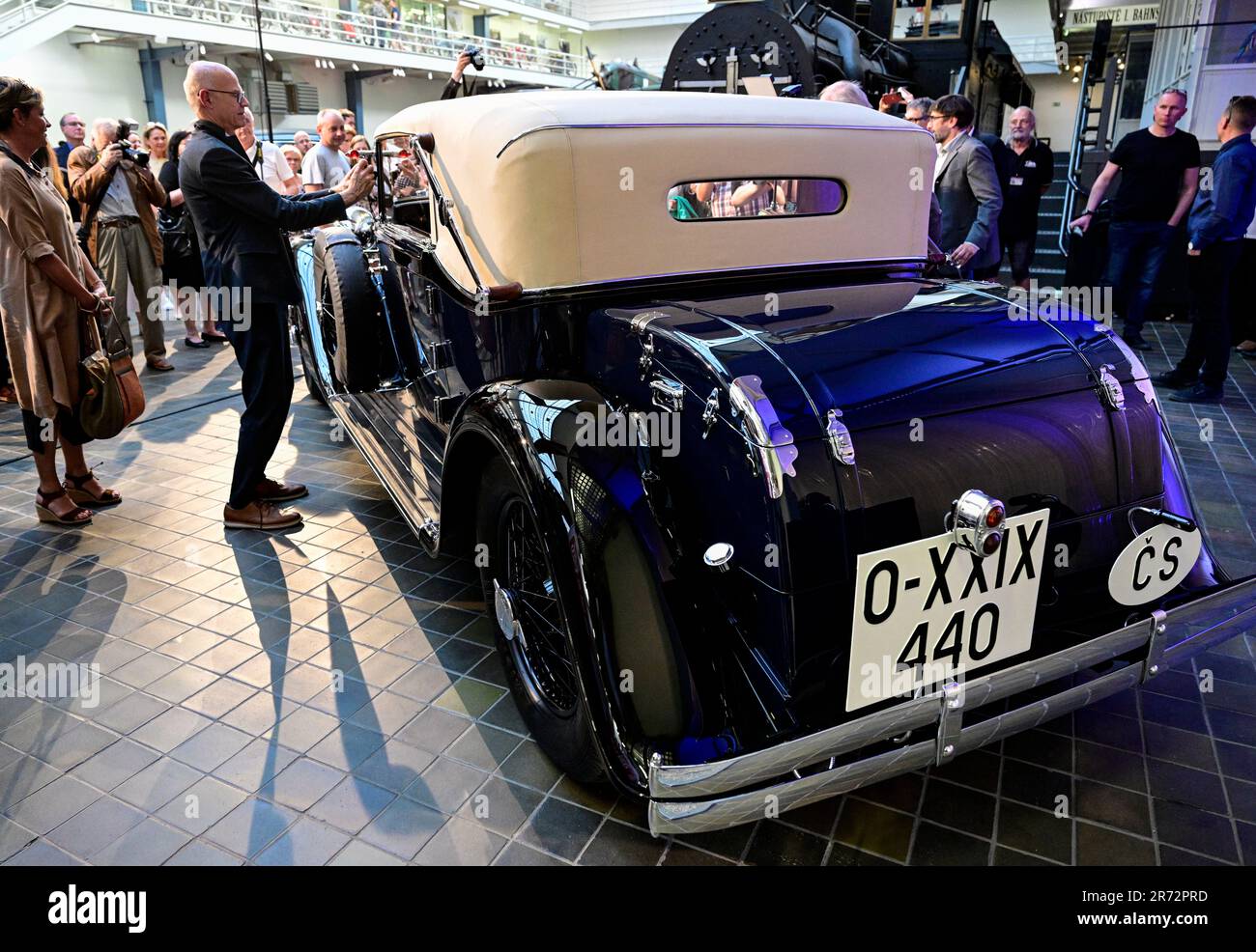 A Tatra 80 luxury car from the 1930s, which has been reconstructed for ...