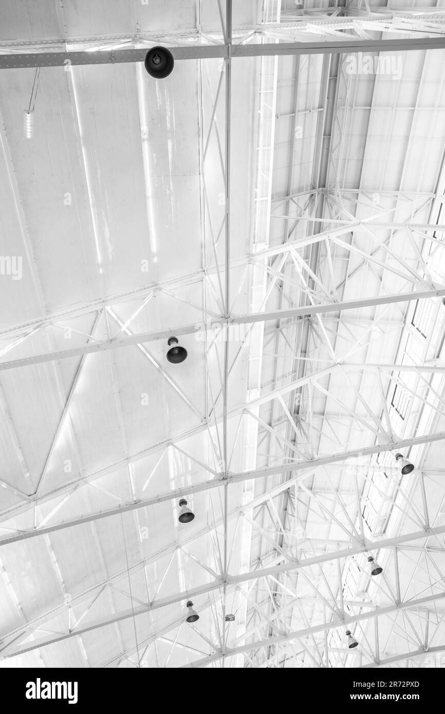 white hall, metal roof, lamps Stock Photo - Alamy