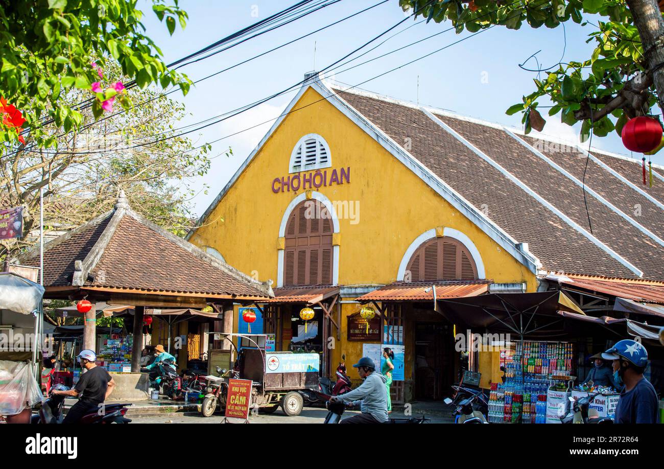 Hoi An, Vietnam, March 6th, 2023. Street view of a local market in Hoi ...