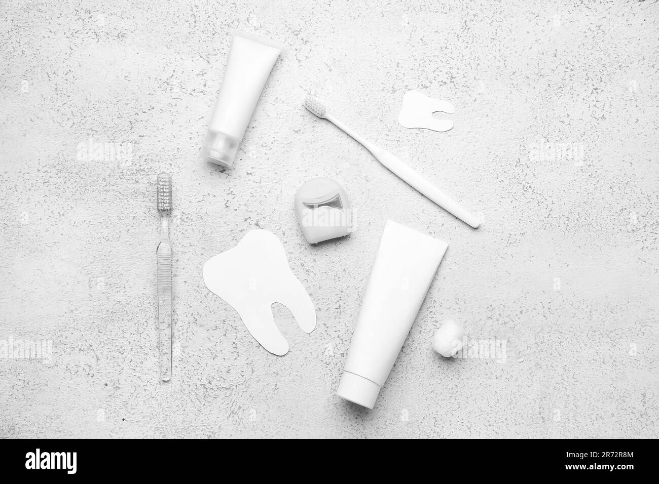 Brushes cleaning accessories flat Black and White Stock Photos & Images ...