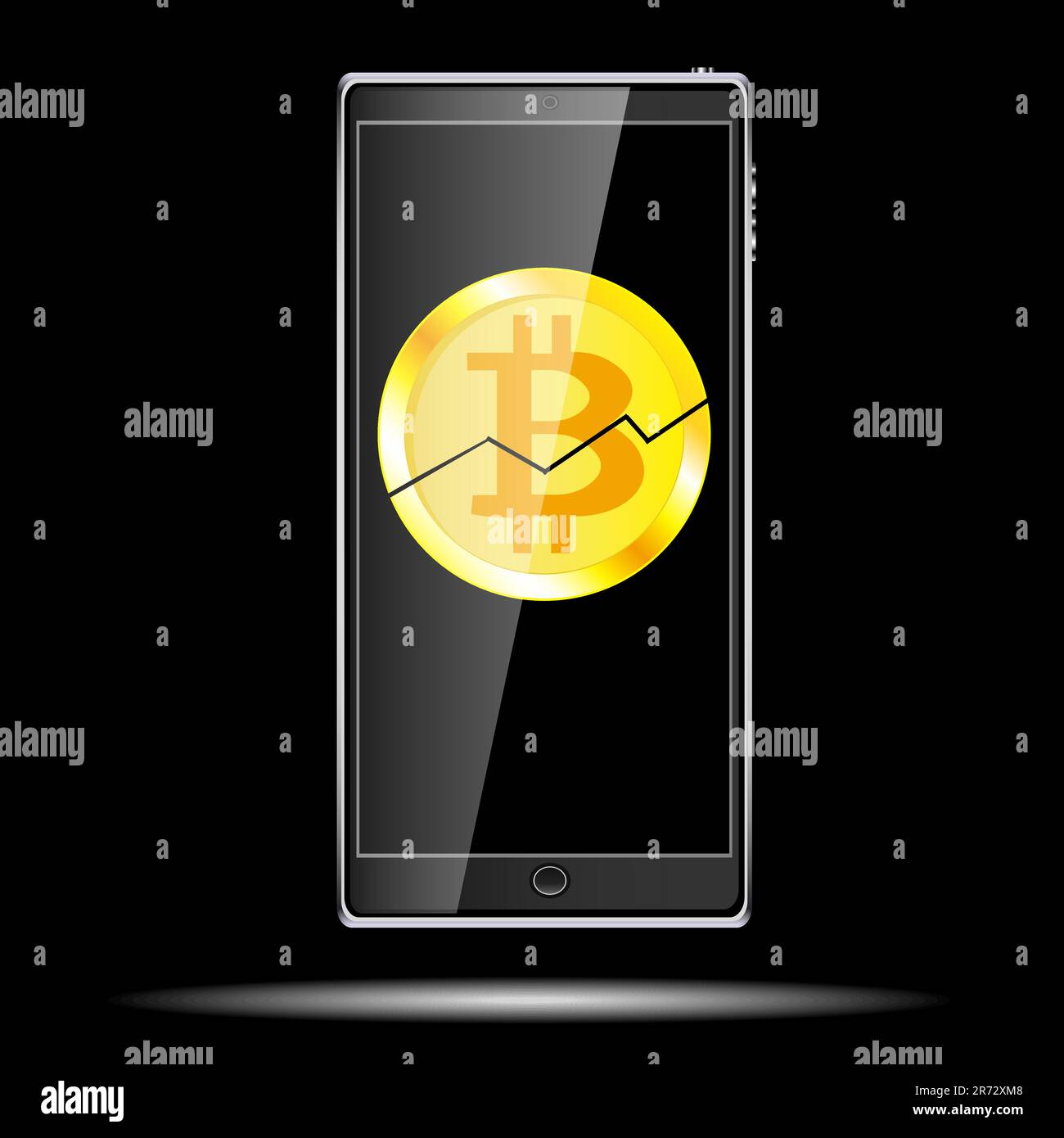 Smart phone with a cracked screen Stock Vector Images - Alamy