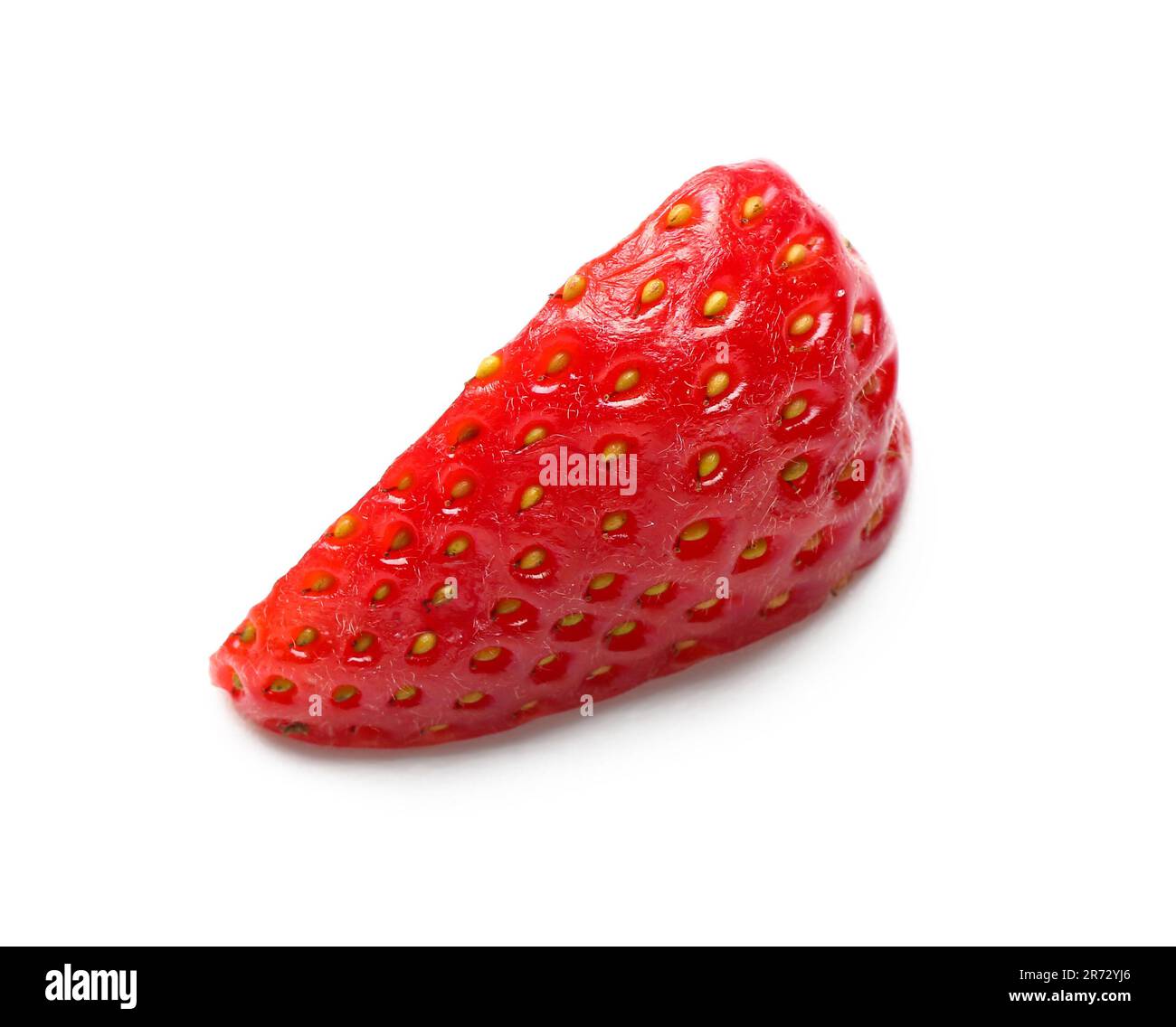 Slice of fresh strawberry on white background Stock Photo - Alamy