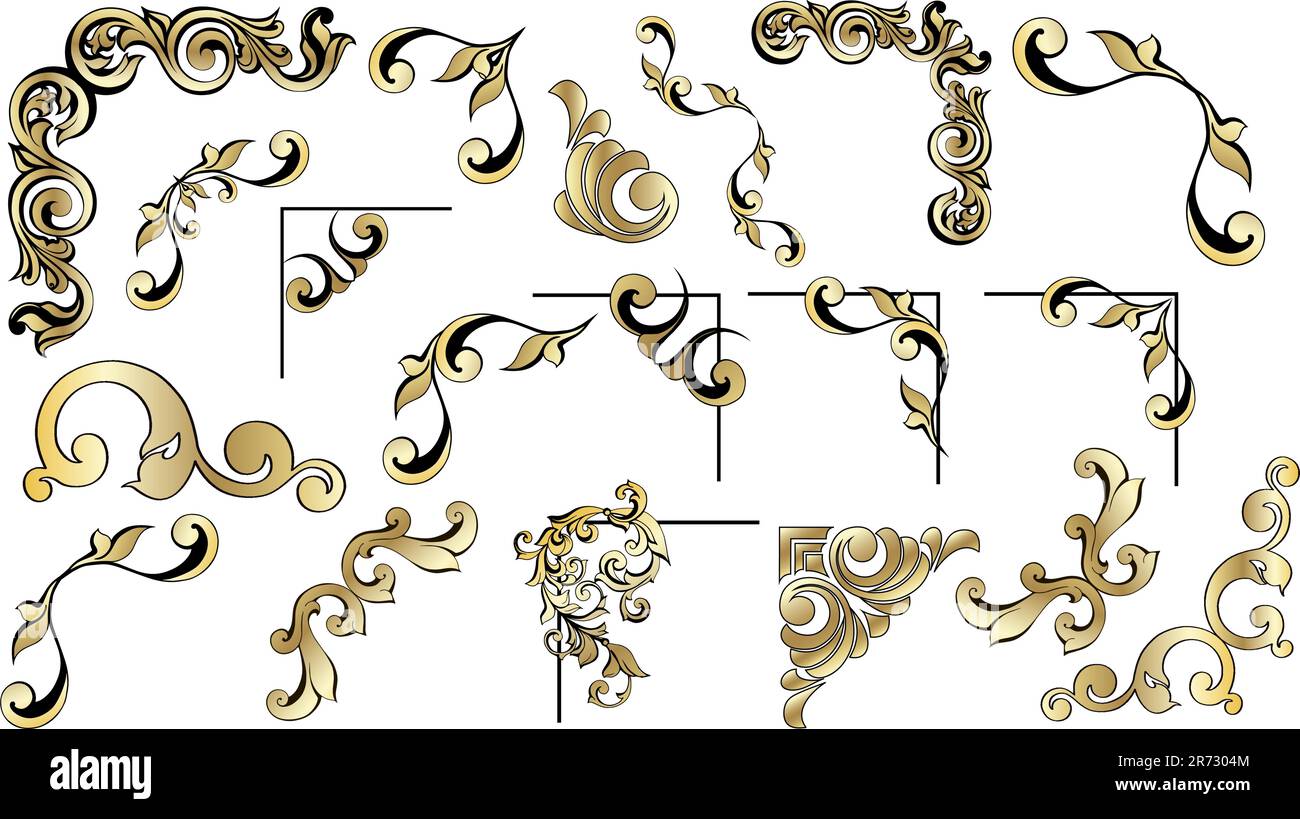 Floral vector border corners Cut Out Stock Images & Pictures - Alamy