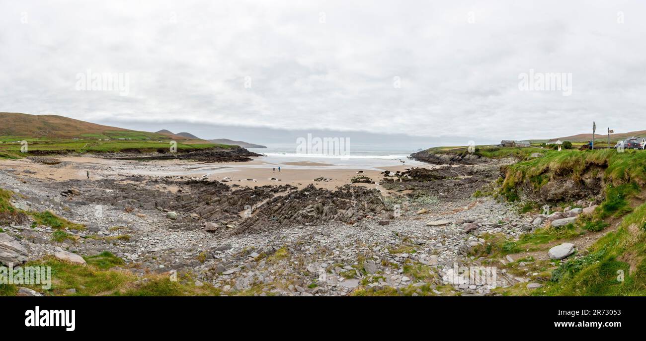 Panorama picture of St. Finian´s Beach in southern west Ireland Stock ...