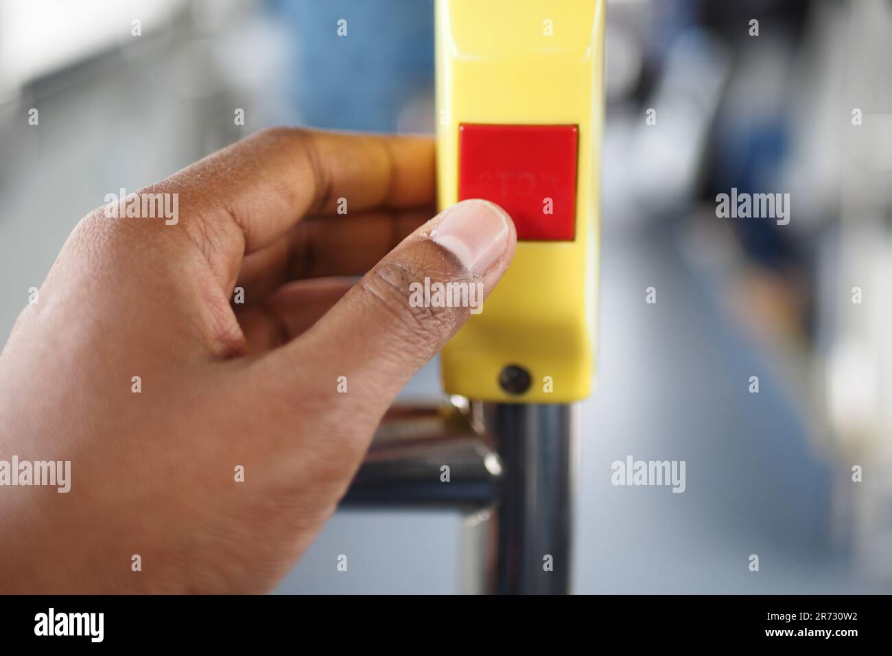 Closeup of Bus bell switch for stop inside the public bus Stock Photo ...