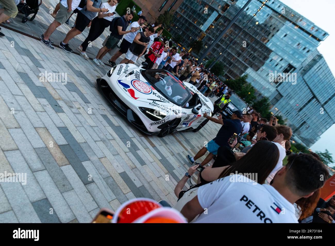 Gumball 3000 supercar rally visiting the redeveloped Battersea Power ...