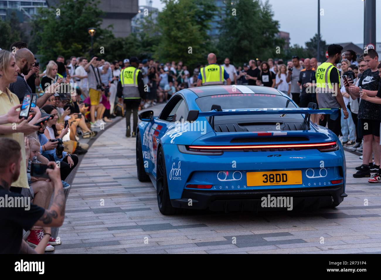 Gumball 3000 supercar rally visiting the redeveloped Battersea Power ...