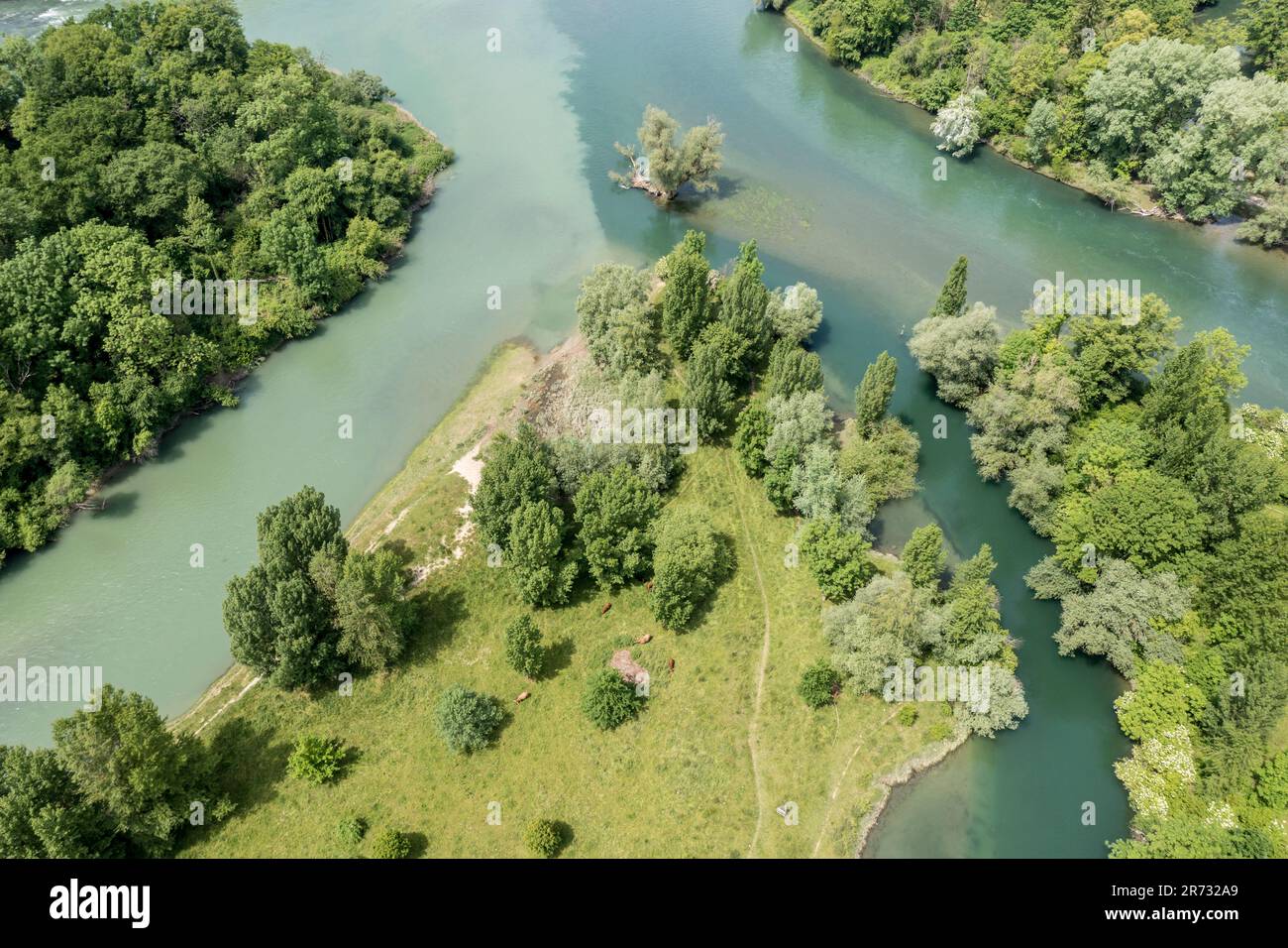 Aerial stream river confluence hi-res stock photography and images - Alamy