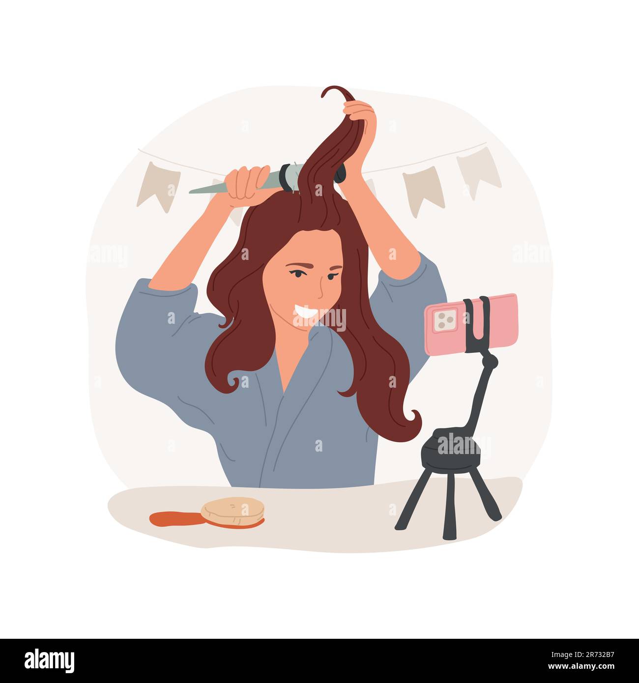 Hairstyle isolated cartoon vector illustration. Pretty teenage girl ...