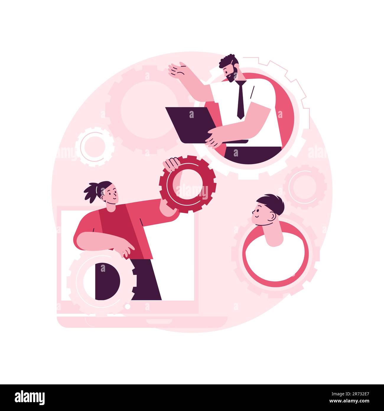 Dedicated team abstract concept vector illustration. Remote programming ...