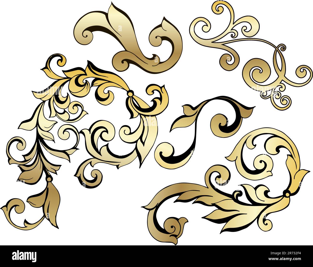 Vector set of vintage baroque corners and dividers.Border,angle,swirl ...