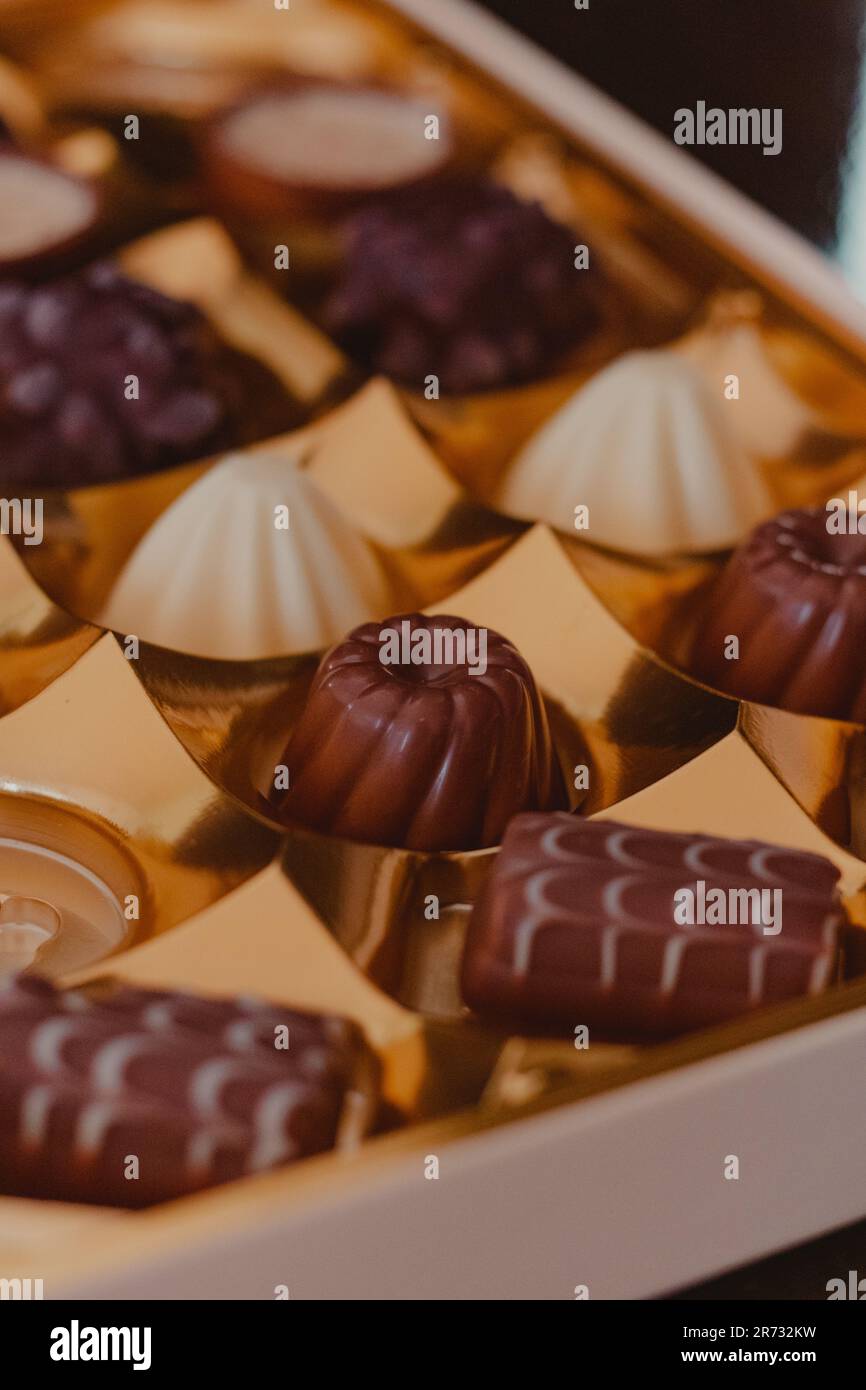 chocolate bonbons in a box Stock Photo - Alamy