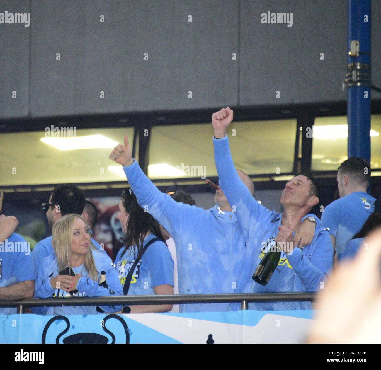 Manchester, UK. 12th June, 2023. People from Man City on one of the ...