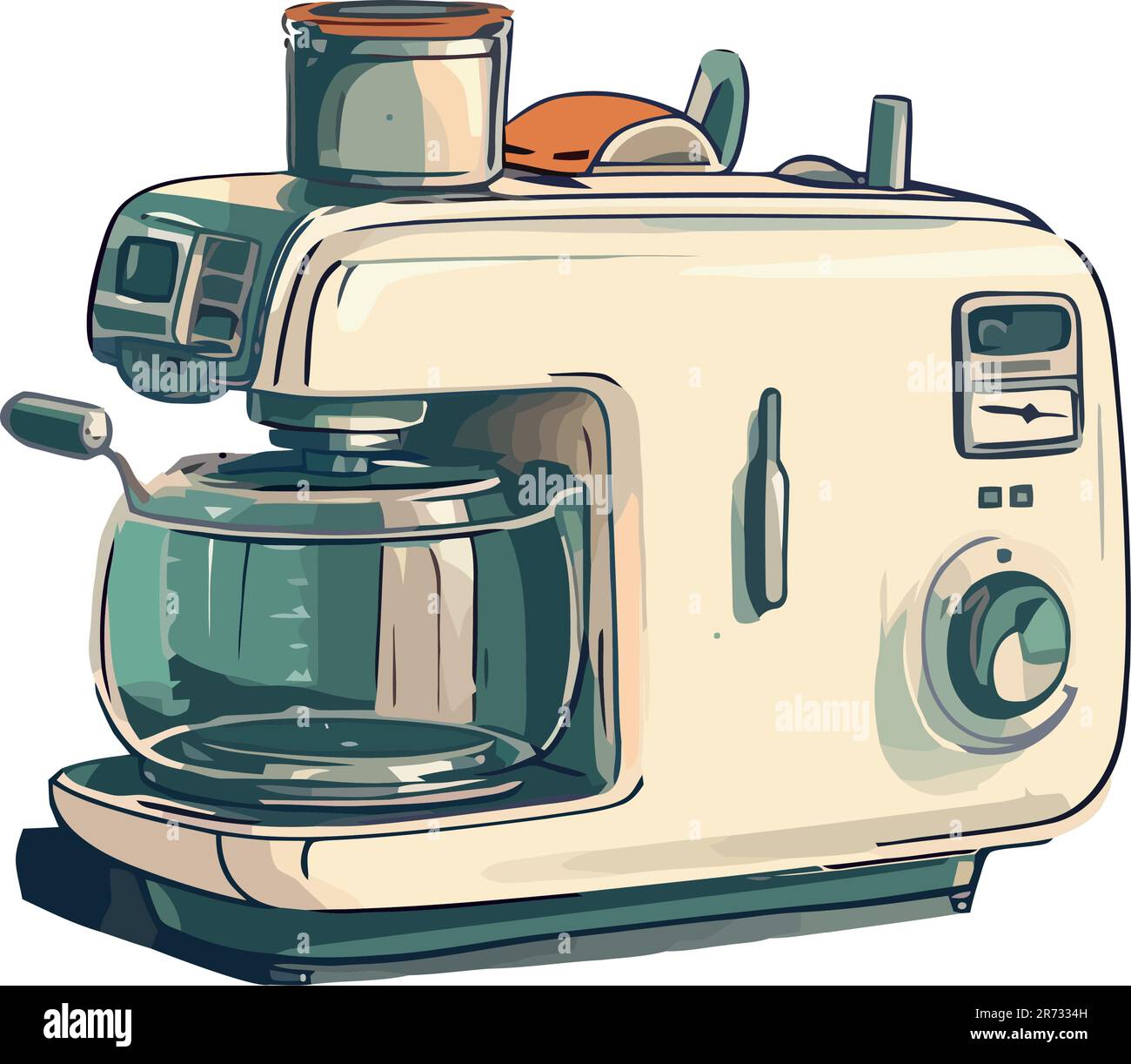 Old-fashioned coffee maker with metal machinery Stock Vector Image ...