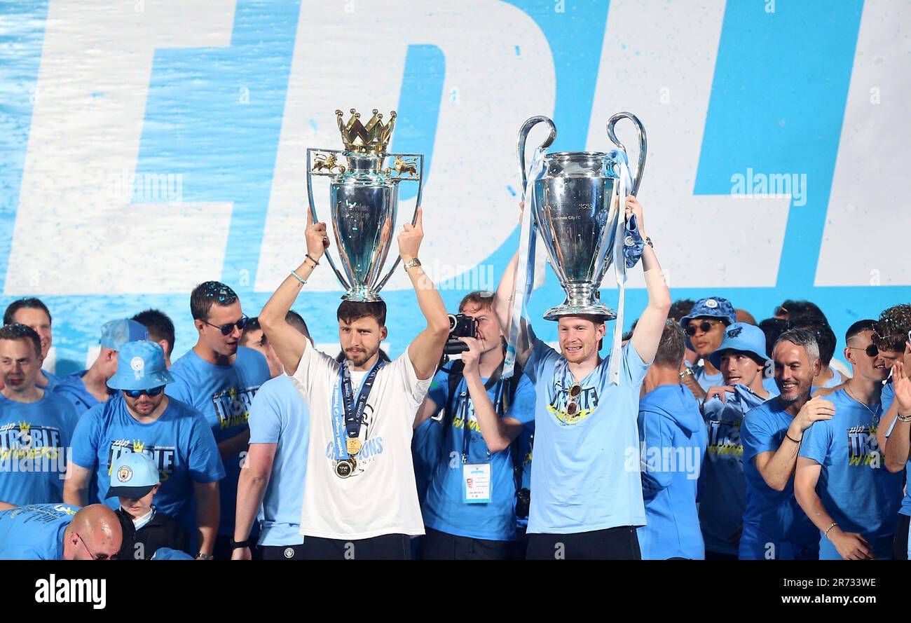 Left and manchester citys kevin de bruyne celebrate hi-res stock ...