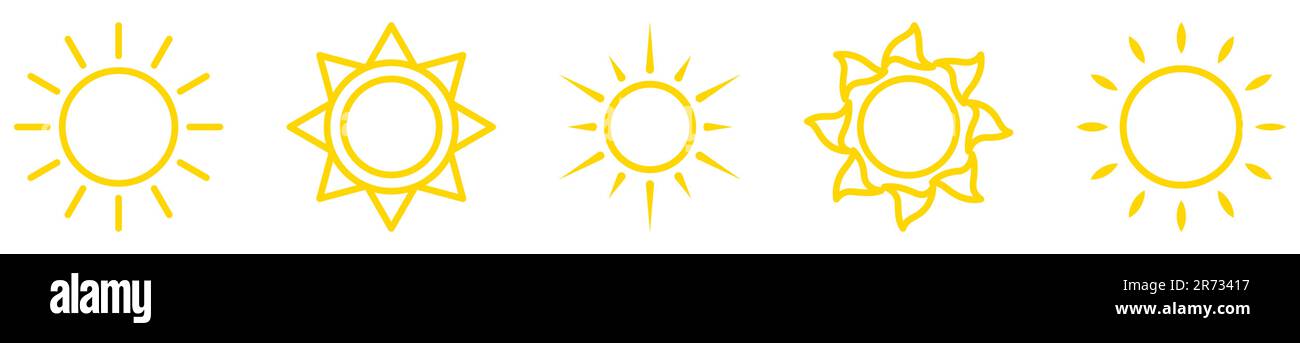 Set of sun line icons. Weather symbol. Vector illustration isolated on ...
