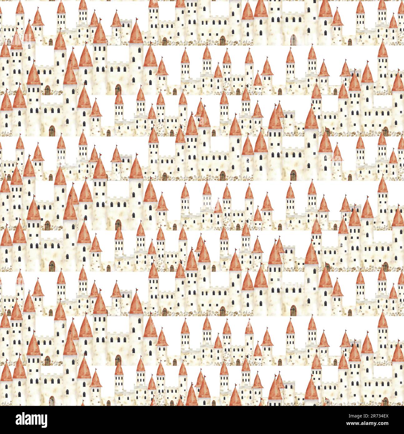 Medieval seamless pattern with castle. Fantasy ornament for print ...