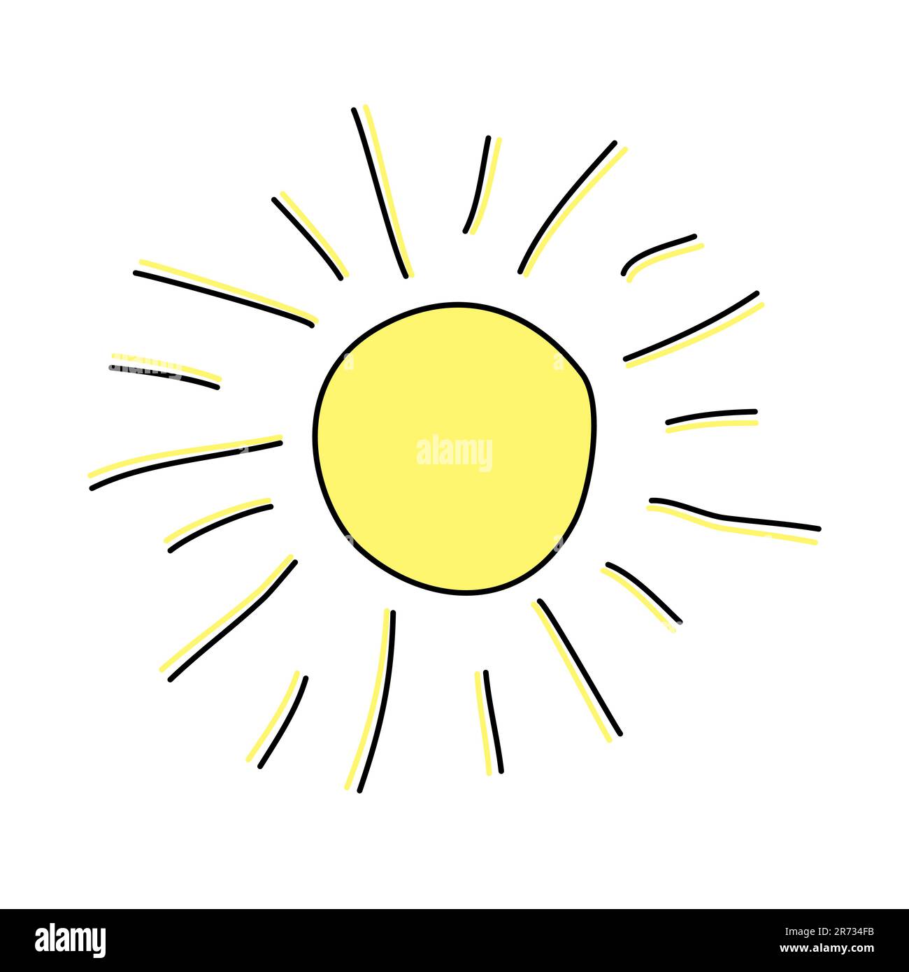 Simple sun icon isolated on white background. Cartoon shine sun ray ...