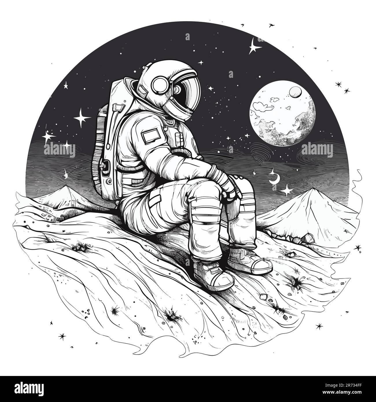 Update More Than 159 Astronaut On Moon Drawing Super Hot Vn