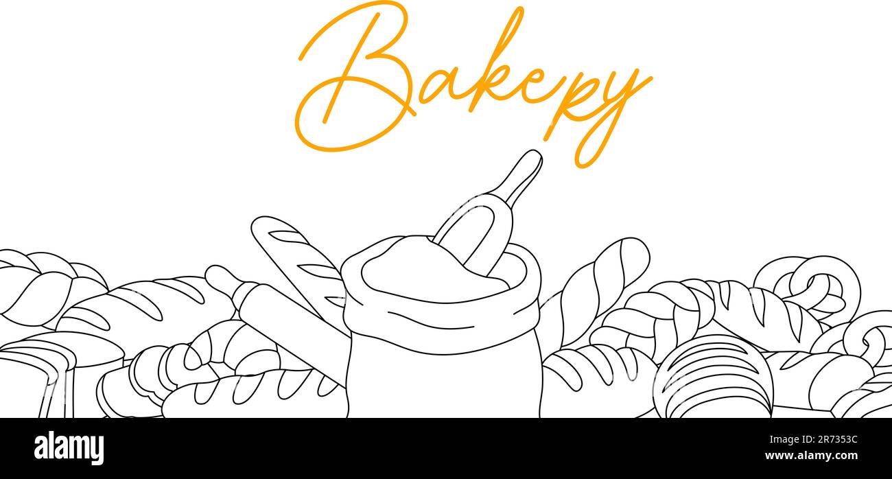 Horizontal background for bakery menu design. Breads shop banner ...
