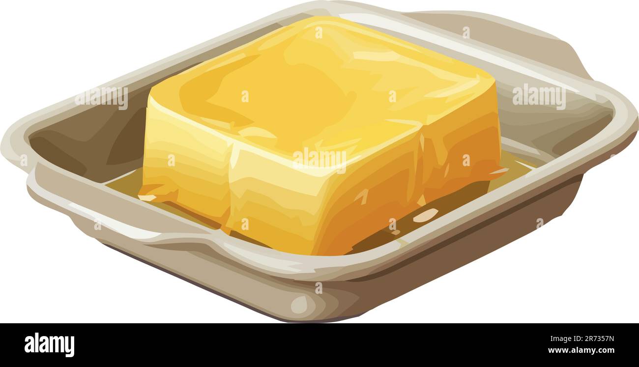 Butter slice on plate Stock Vector Images - Alamy