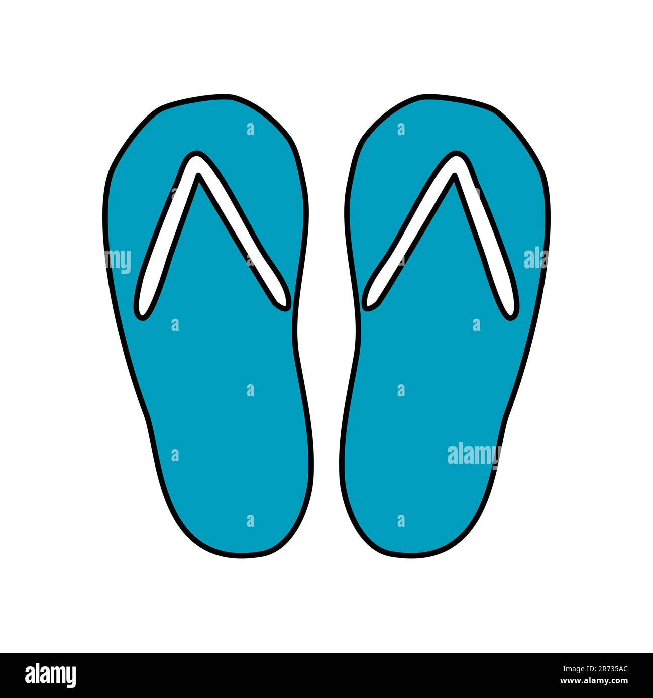 Flip flops sandals, summertime beach holiday and vacation attribute, doodle style vector ...