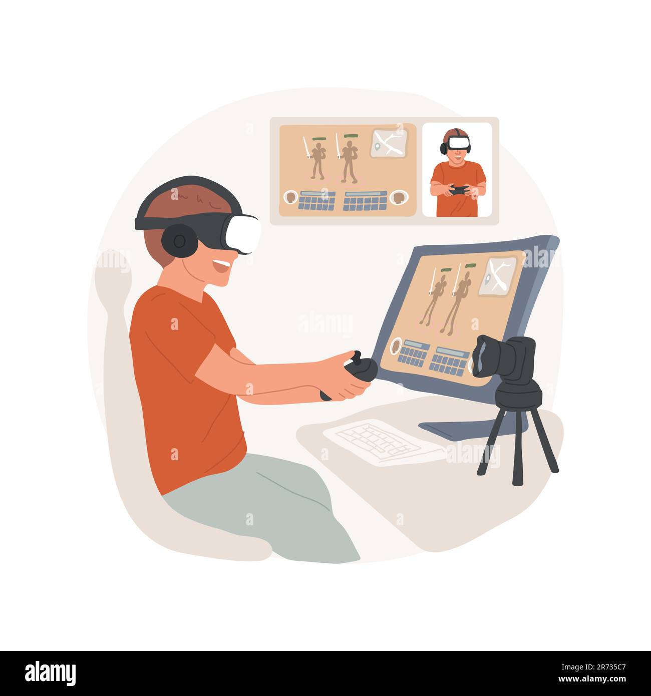 Games isolated cartoon vector illustration. Smiling teen blogger ...