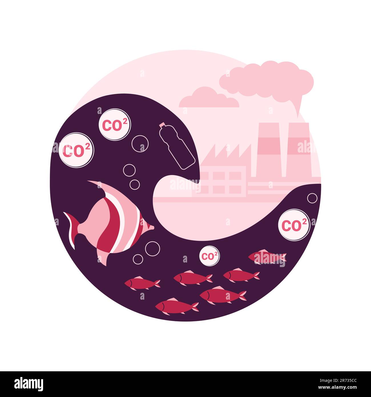 Ocean acidification abstract concept vector illustration. Environmental ...